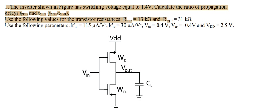1. The inverter shown in Figure has switching voltage equal to 1.4V ...