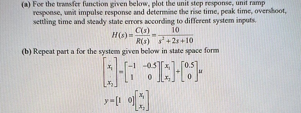 Solved A For The Transfer Function Given Below Plot The Unit Step 1496
