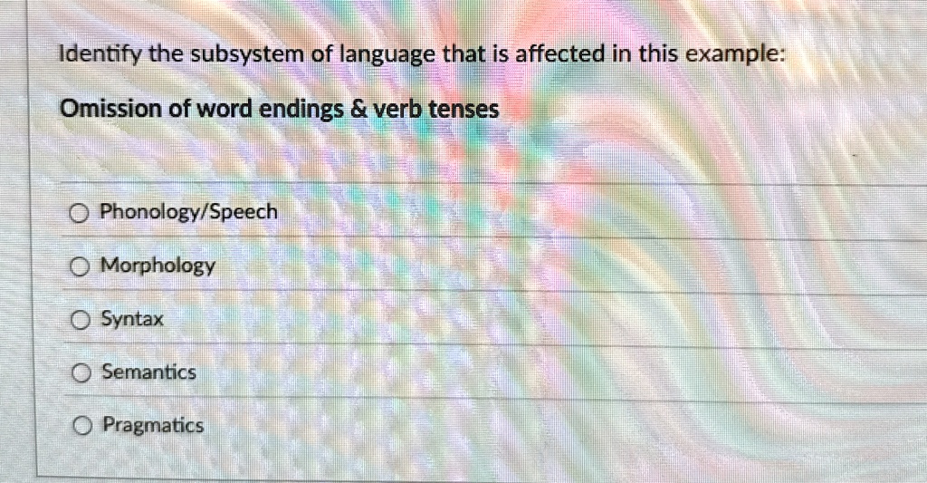 identify the subsystem of language that is affected in this example ...