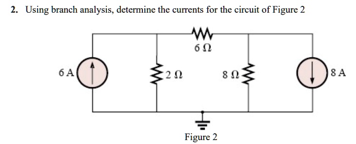 [GET ANSWER] 2. Using branch analysis, determine the currents for the circuit of Figure 2 6 Ω 6 ...