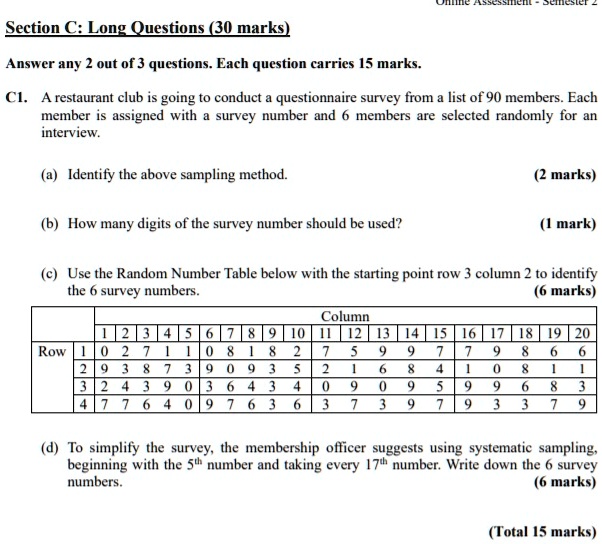 SOLVED: Section C: Long Questions (30 marks) Answer any out of 3 questions. Each question ...