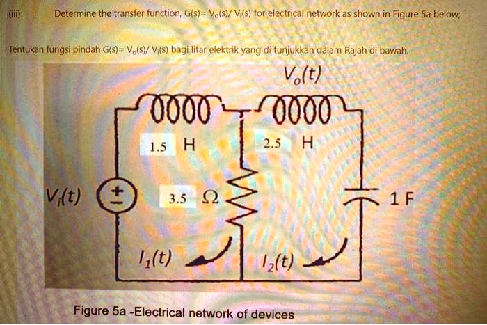 SOLVED: Determine the transfer function; G(s) = Va(s)/ V(s) for electrical network as shown in ...