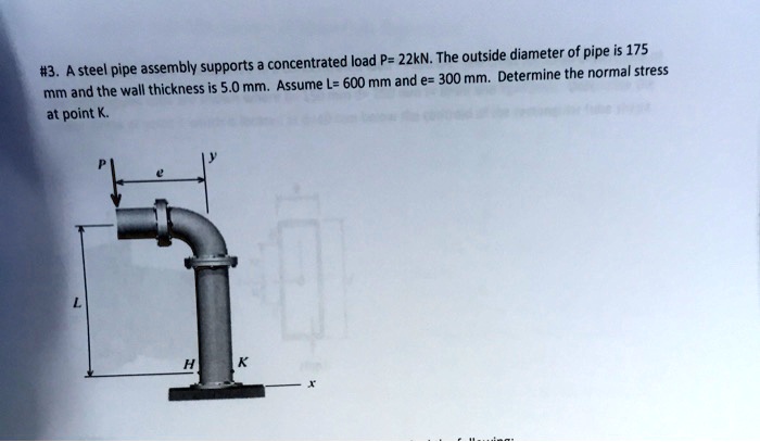 #3. A steel pipe assembly supports a concentrated load P= 22kN. The ...