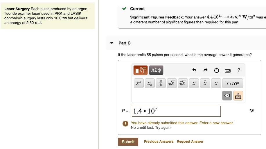 Laser Surgery Each pulse produced by an argon-fluoride excimer laser ...