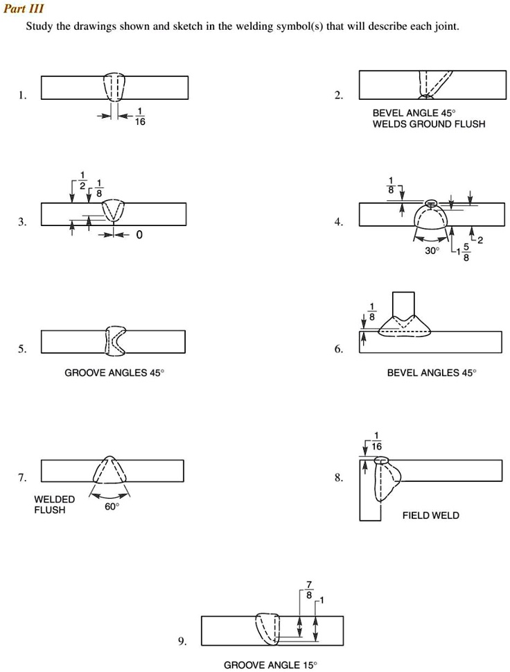 Part III Study the drawings shown and sketch in the welding symbol(s ...