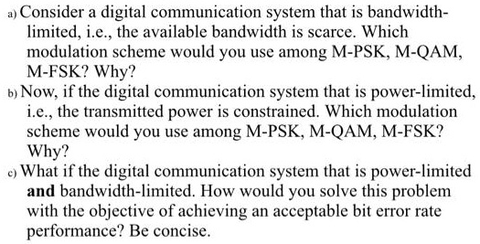 A Consider A Digital Communication System That Is Bandwidth Limited