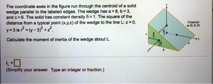 SOLVED: The coordinate axes in the figure run through the centroid of a solid wedge parallel to ...
