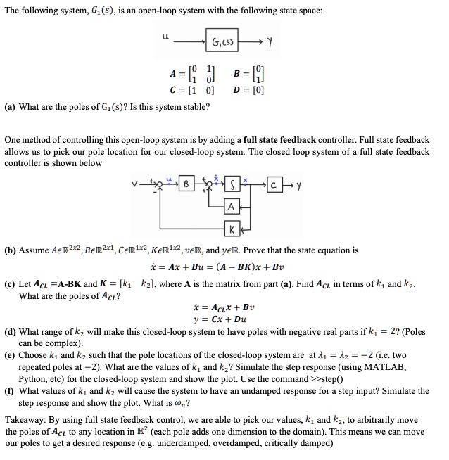 Solved Please Help With This Question The Following System Gs Is An Open Loop System With 0293