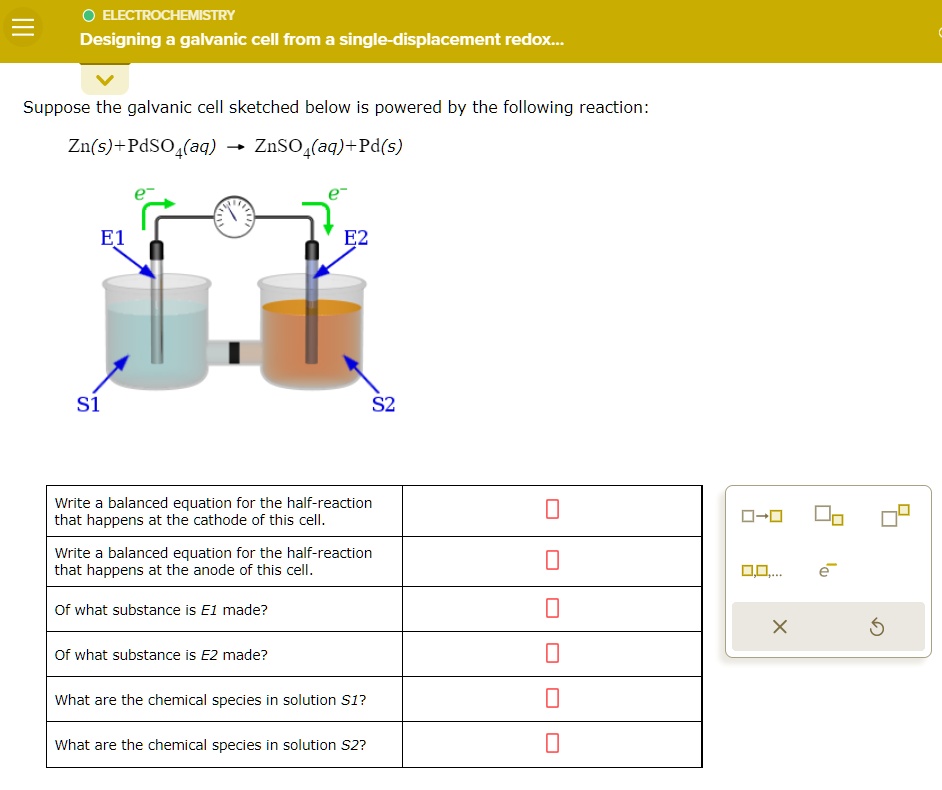 ? ELECTROCHEMISTRY Designing a galvanic cell from a single-displacement ...