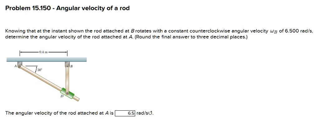 Problem 15150 Angular Velocity Of A Rod Knowing That At The Instant Shown The Rod Attached At B