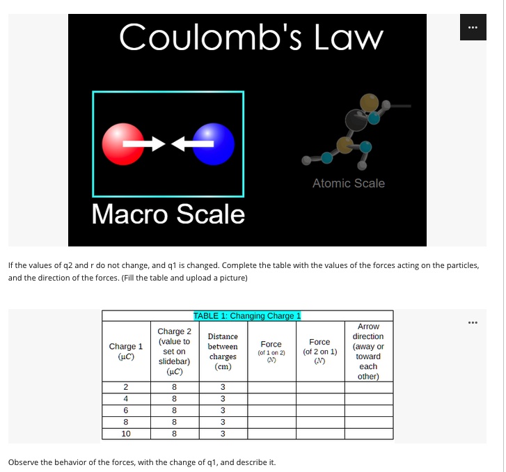 coulombs law atomic scale macro scale if the values of q2 and do not ...