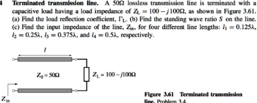 SOLVED: Terminated transmission line: A 500 lossless transmission line ...