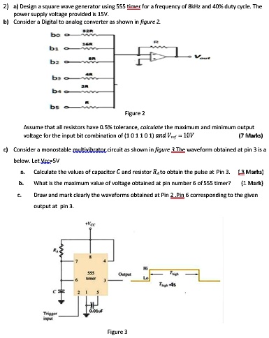SOLVED: 2) a) Design a square wave generator using a 555 timer for a ...