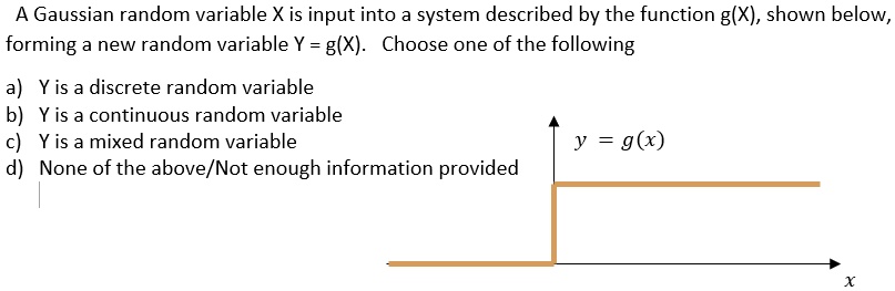 SOLVED:A Gaussian random variable X is input into a system described by the function g(X), shown ...