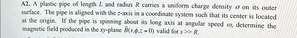 A2. A plastic pipe of length L and radius R carries a uniform charge ...