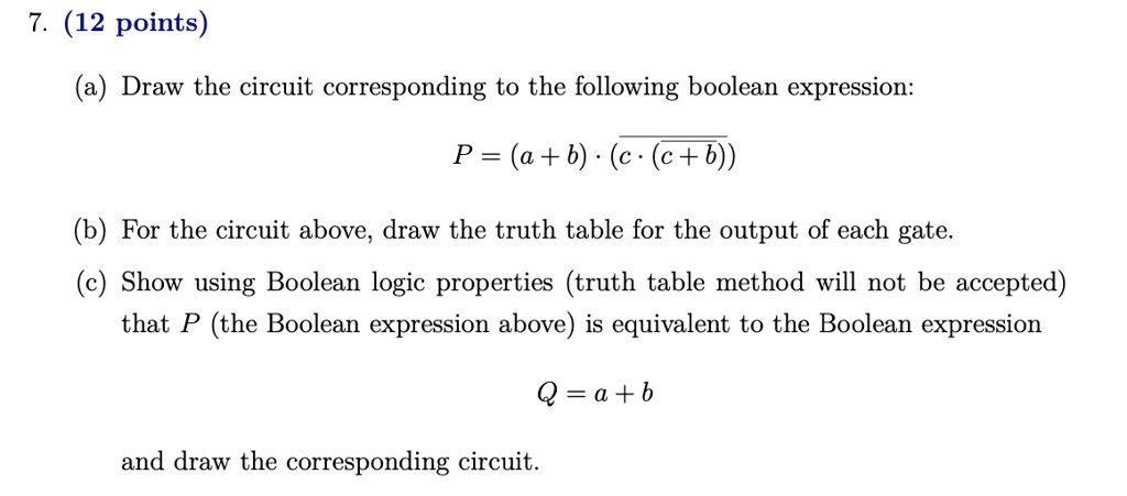 SOLVED: (a) Draw the circuit corresponding to the following boolean ...