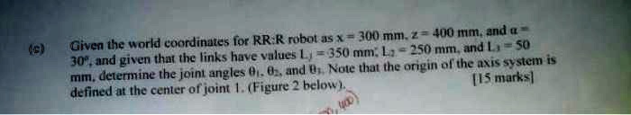 given the world coordinates for rrr robot as x300 mmz400mmand q ...