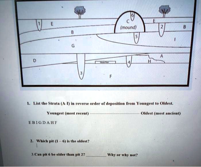 SOLVED: List the Strata (4-I) in reverse order of deposition from ...