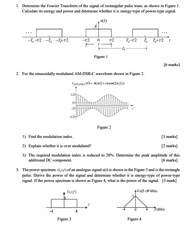 1. Determine the Fourier Transform of the signal of rectangular pulse ...