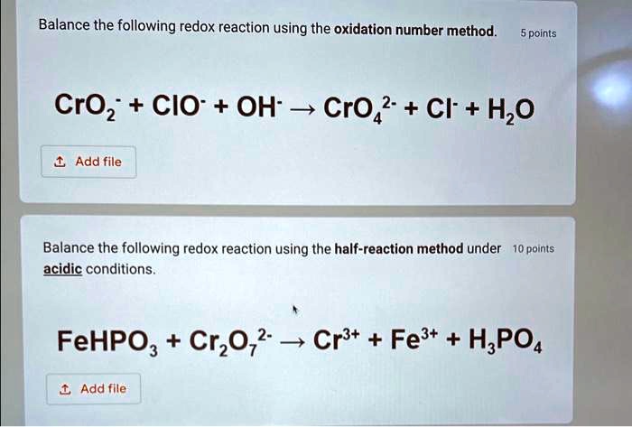VIDEO solution: Balance the following redox reaction using the ...