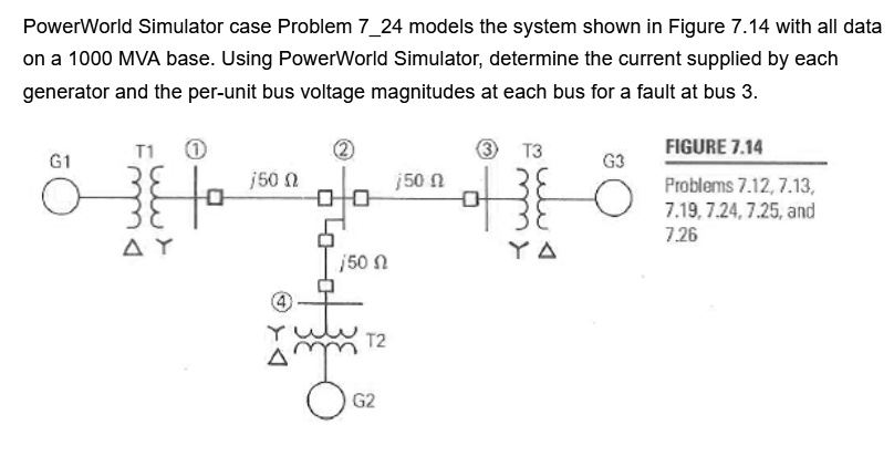 SOLVED: PowerWorld Simulator case Problem 724 models the system shown in Figure 7.14 with all ...