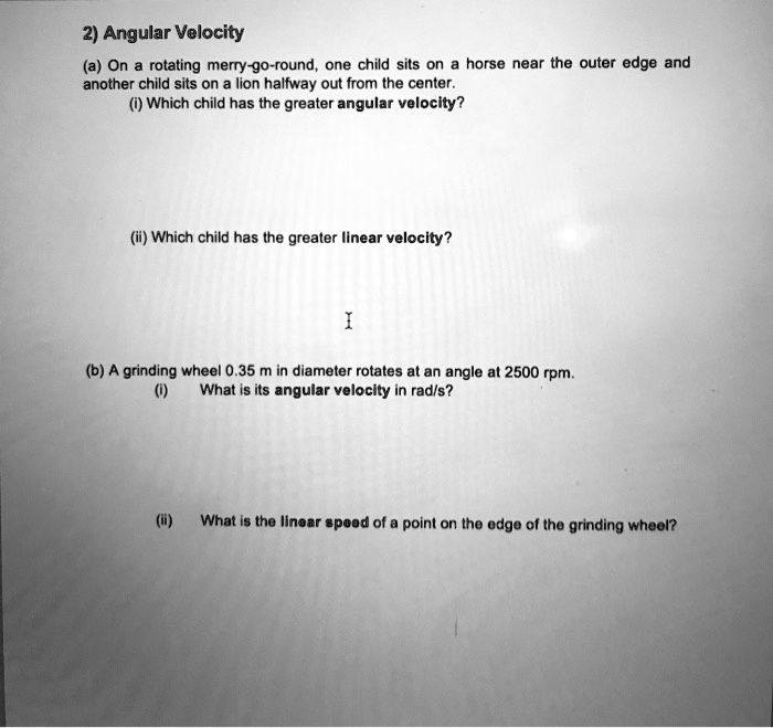 SOLVED: 2) Angular Velocity On a rotating merry-go-round, one child sits on a horse near the ...