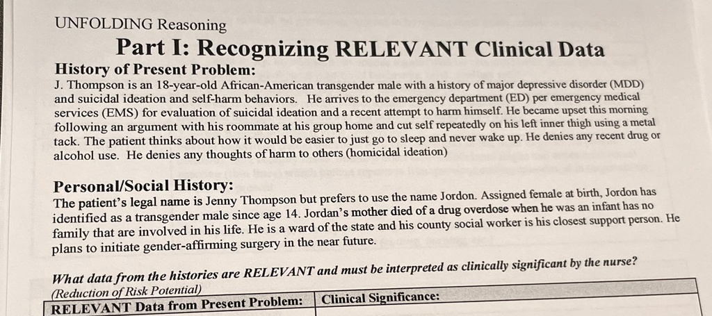 [GET ANSWER] unfolding reasoning part i recognizing relevant clinical ...
