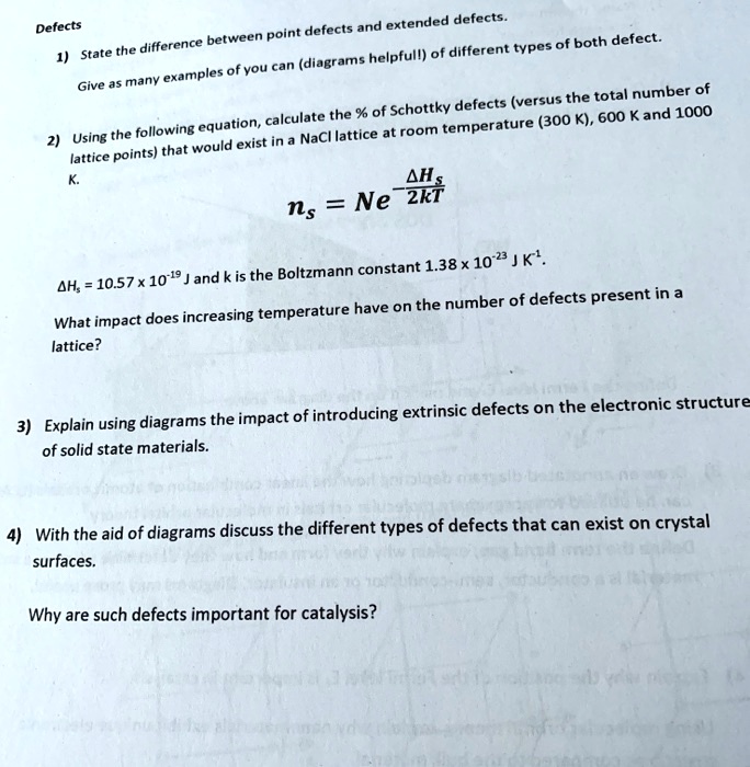 SOLVED: Defects and extended defects. Between point defects, there is a ...