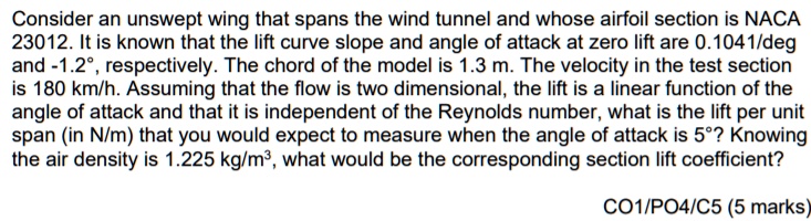 Solved Text This Is An Aerodynamic Question Consider An Unswept Wing