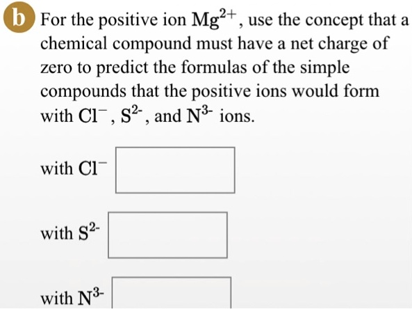 b for the positive ion mg2 use the concept that a chemical compound must have a net charge of ...