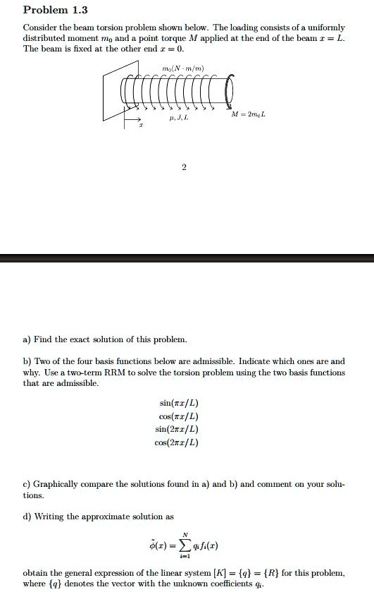 SOLVED: Problem 1.3 Consider the beam torsion problem shown below. The ...