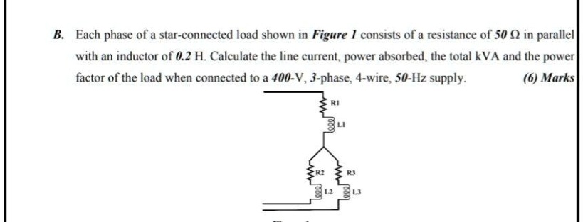 Each phase of a star-connected load shown in Figure 1 consists of a ...