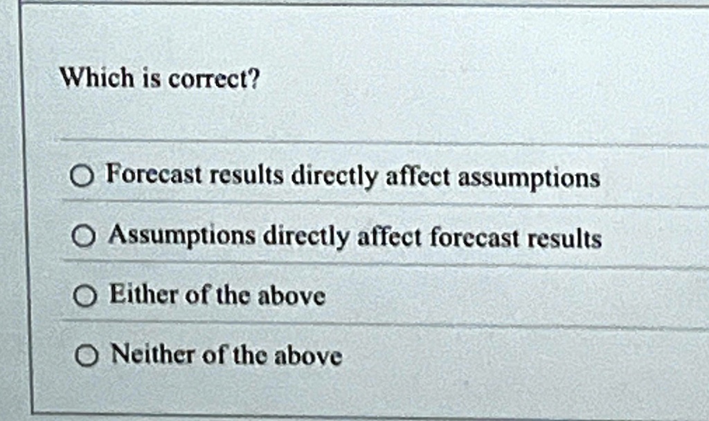 which is correct forecast results directly affect assumptions ...