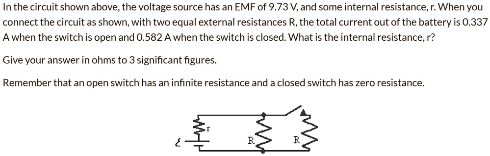 SOLVED: In the circuit shown above; the voltage source has an EMF of 9. ...