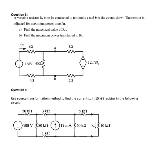 SOLVED: Question 3: A variable resistor R is to be connected to terminals a and b in the circuit ...