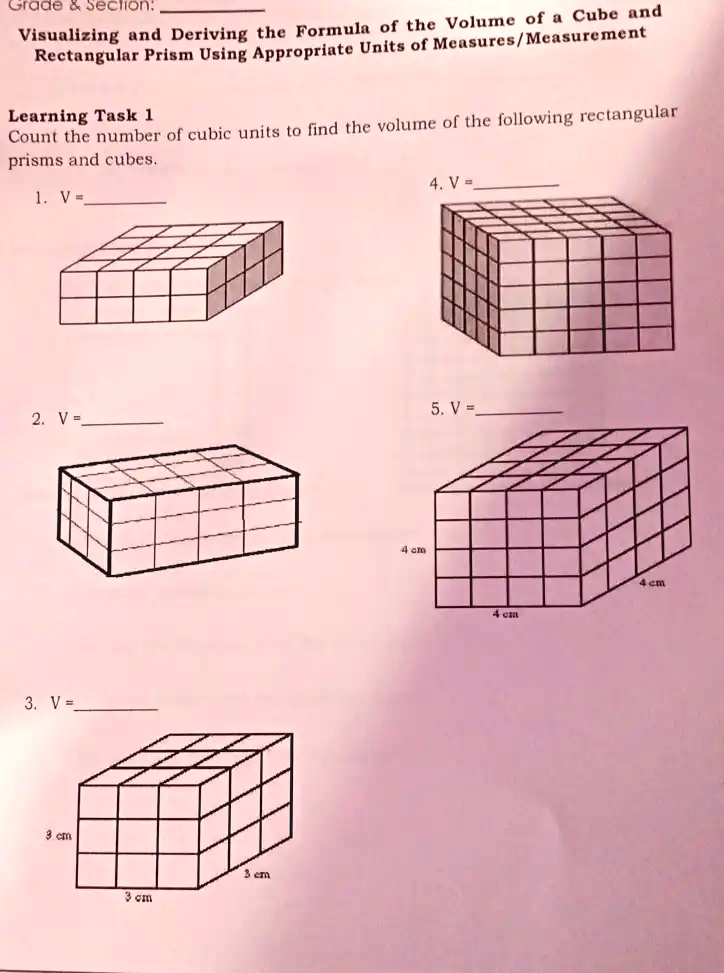 grade seciion of cube and of the volume visualizing and deriving the formula of measures ...