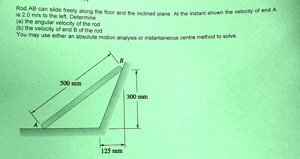 rod ab can slide freely along the floor and the inclined plane at the ...