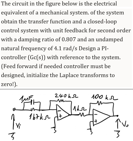 SOLVED: The circuit in the figure below is the electrical equivalent of a mechanical system. of ...