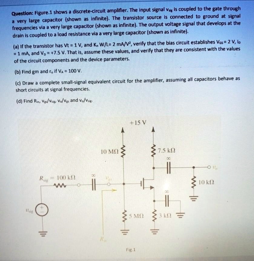SOLVED: A very large capacitor (shown as infinite). The transistor source is connected to ground ...