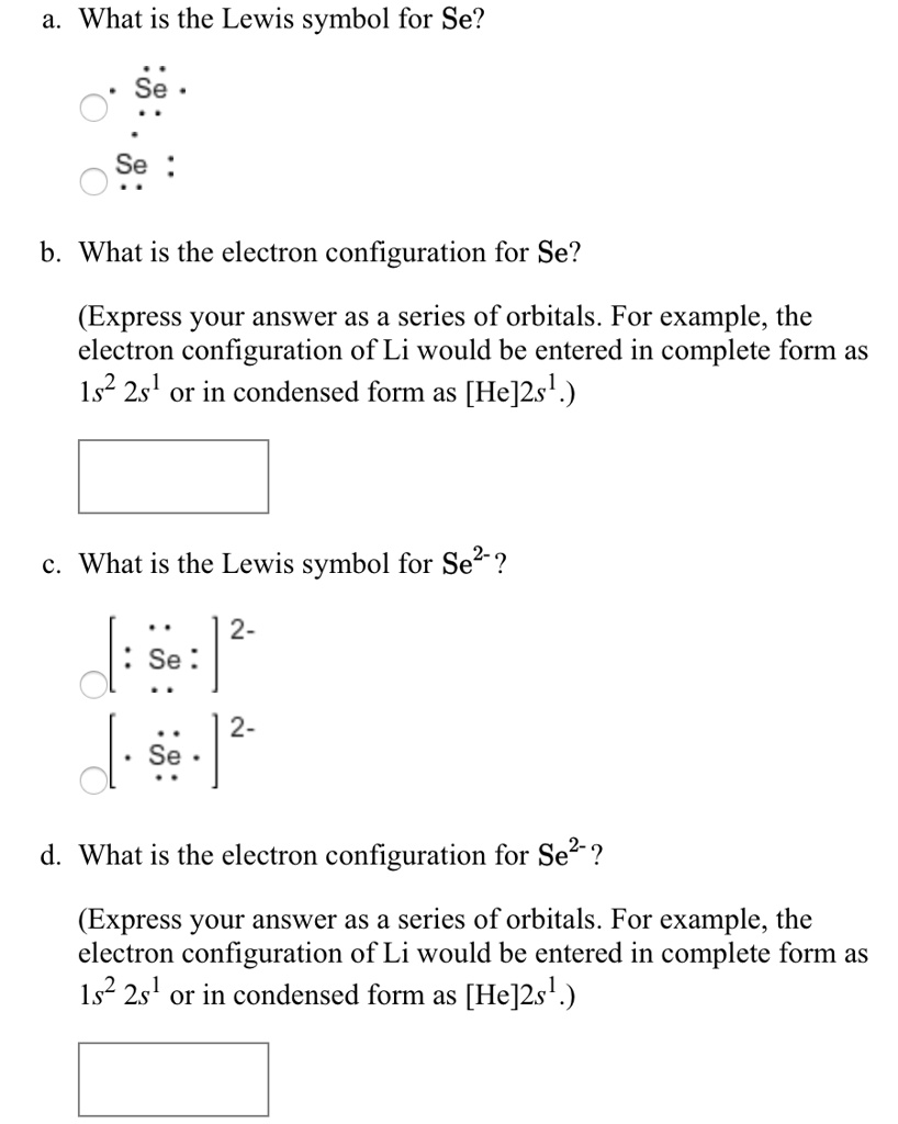 what is the lewis symbol for se se se b what is the electron ...