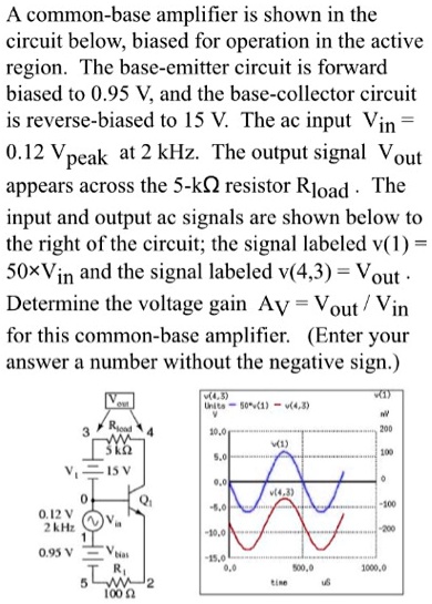A common base amplifier is shown in the circuit belowbiased...