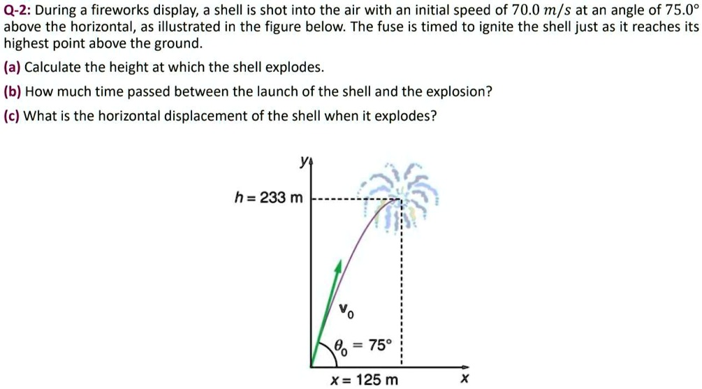 SOLVED: 0-2: During a fireworks display, a shell is shot into the air with an initial speed of ...