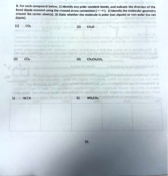 b for each compound below 1 identify any polar covalent bonds and ...