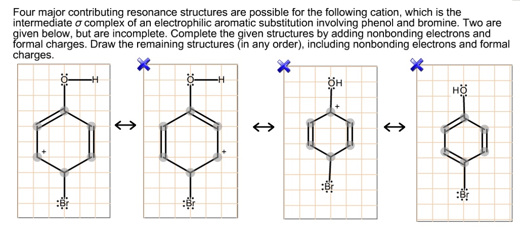 SOLVED: Four major contributing resonance structures are possible for the following cation ...