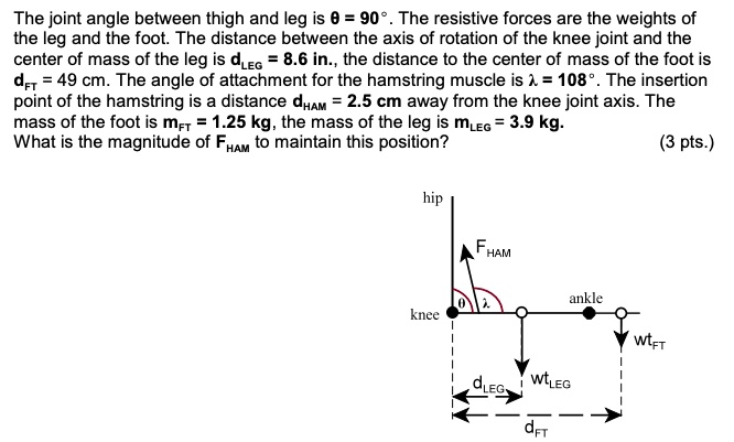 The joint angle between thigh and leg is θ = 90^∘. The resistive forces ...