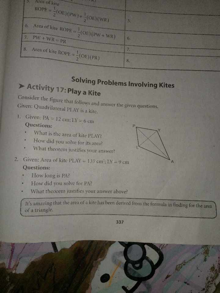 Solving Problems Involving Kites Activity 17: Play a Kite Consider the ...