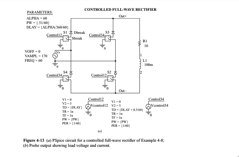 SOLVED: How can I simulate this controlled full-wave rectifier using ...