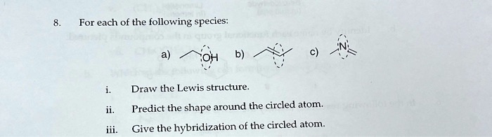For each of the following species coh draw the lewis...