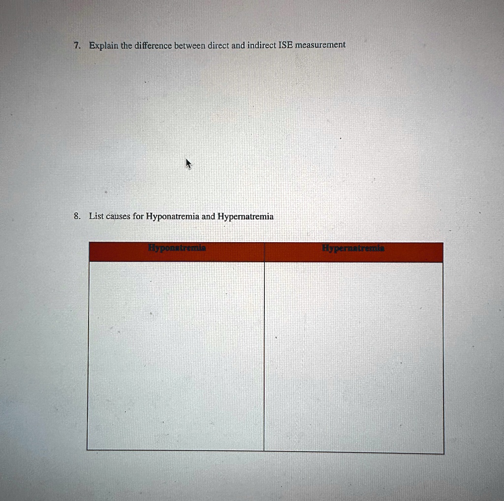 7 explain the difference between direct and indirect ise measurement 8 list causes for ...
