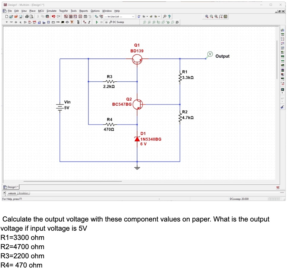SOLVED: Calculate the output voltage with these component values on paper. What is the output ...